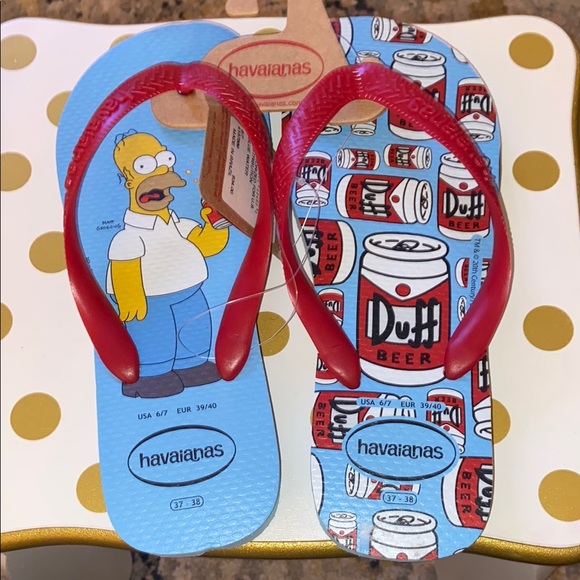 Havaianas | Shoes | Havaianas Homer Simpson Duff Beer Flip Flops Red ...